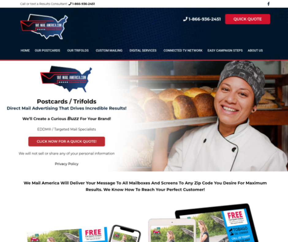 Website Redesign For We Mail America | Direct Mail Services